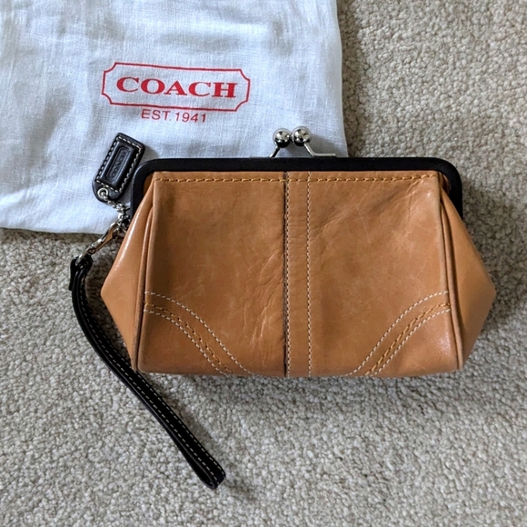 Coach | Bags | Coach Tan Leather Wristlet Y2k | Poshmark